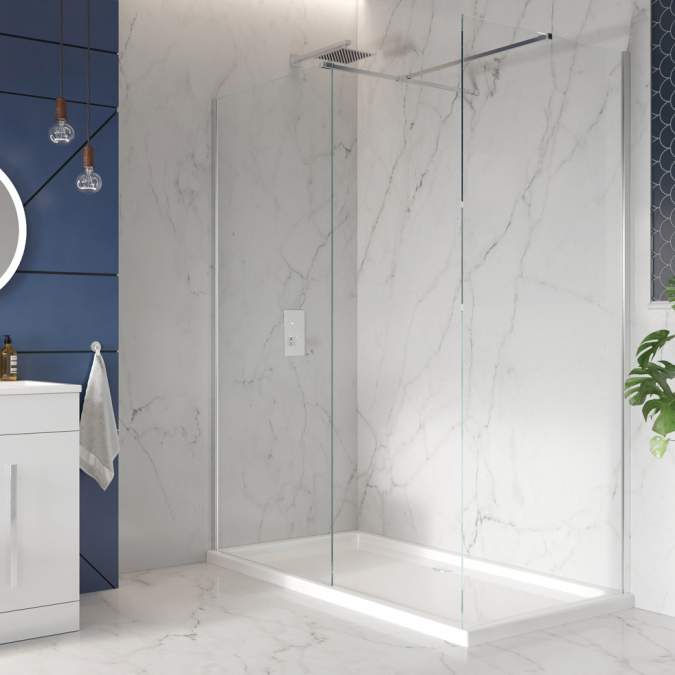 SL8 Brushed chrome Wetroom Shower Screen 600mm – Corso Bathrooms