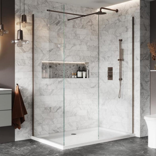 SLl8 Wetroom Shower Screen 600mm - Bronze – Corso Bathrooms
